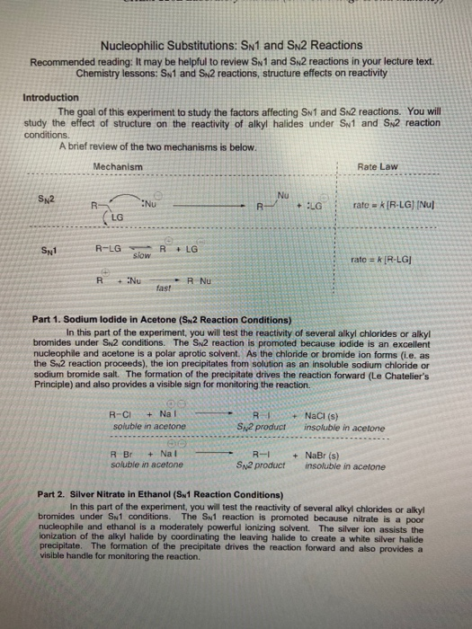 Solved Nucleophilic Substitutions: Sn1 and SN2 Reactions | Chegg.com