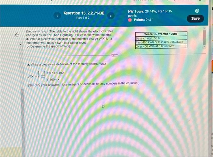 Solved Electricity rates. The table to the right shows the | Chegg.com