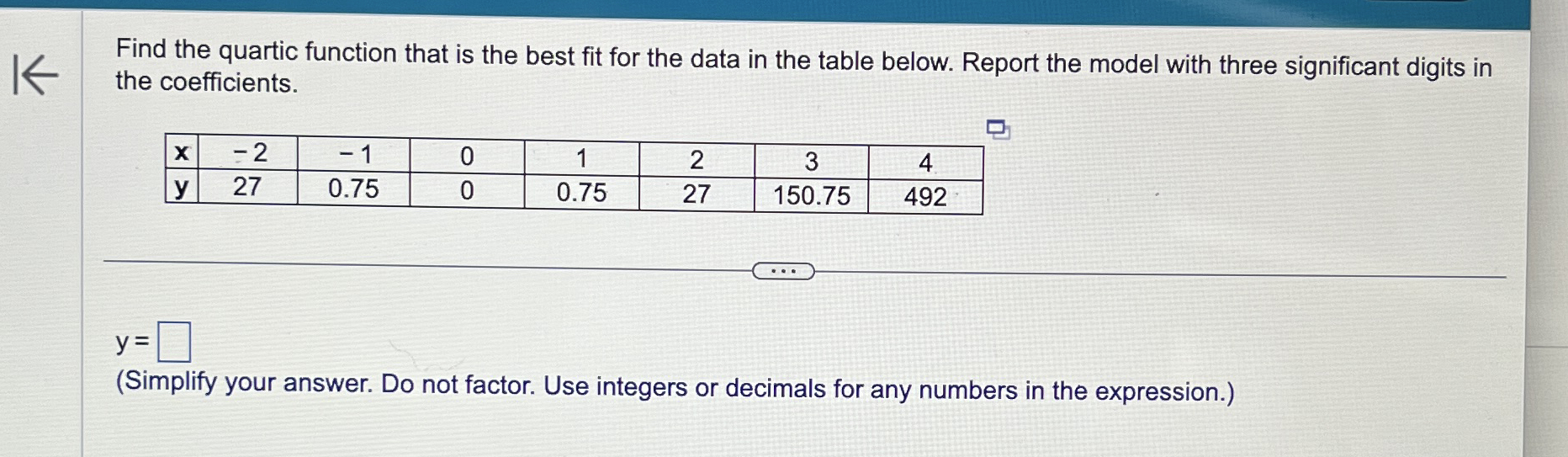 Solved Find the quartic function that is the best fit for | Chegg.com