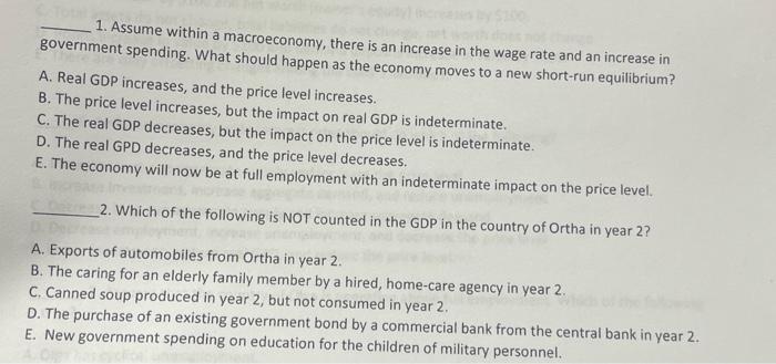 Solved 1. Assume within a macroeconomy, there is an increase | Chegg.com