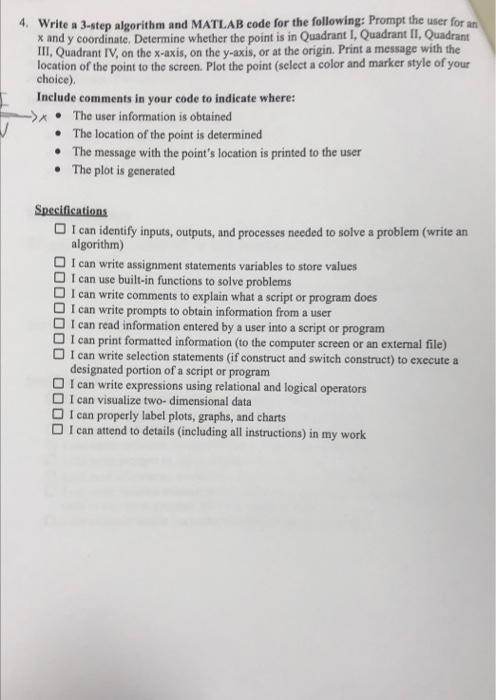 Solved 4. Write a 3-step algorithm and MATLAB code for the | Chegg.com