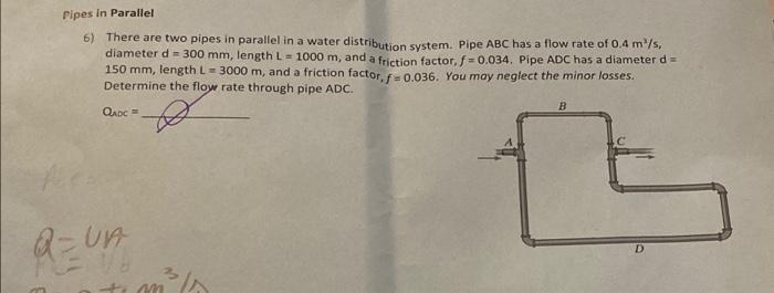 Solved Pipes in Parallel 6) There are two pipes in parallel | Chegg.com