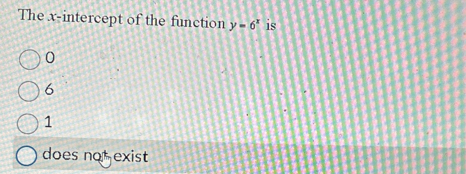 Solved The x-intercept of the function y=6x ﻿is061does | Chegg.com