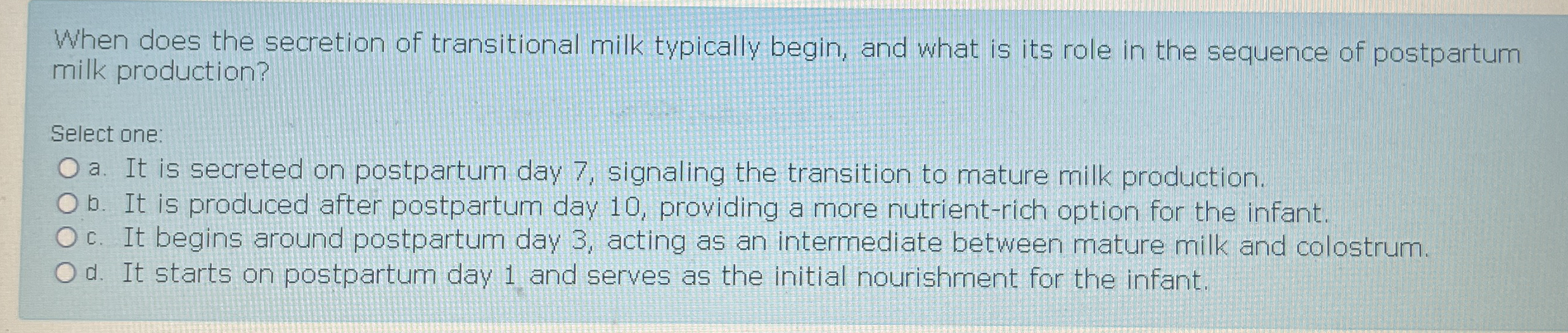 Solved When does the secretion of transitional milk | Chegg.com