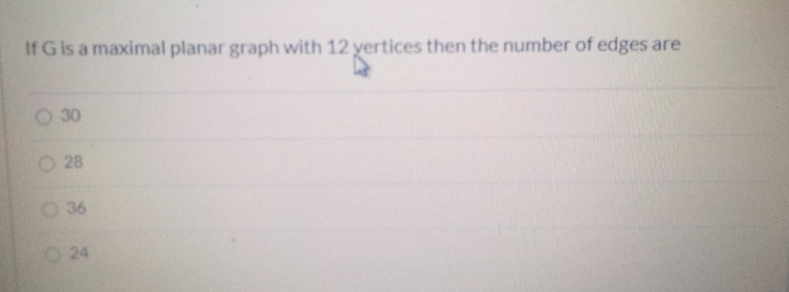 Solved If G is a maximal planar graph with 12 yertices then | Chegg.com