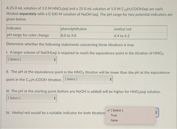 Solved A 25,0 mL solution of 1.0 M HNO3(aq) and a 25.0 ml | Chegg.com