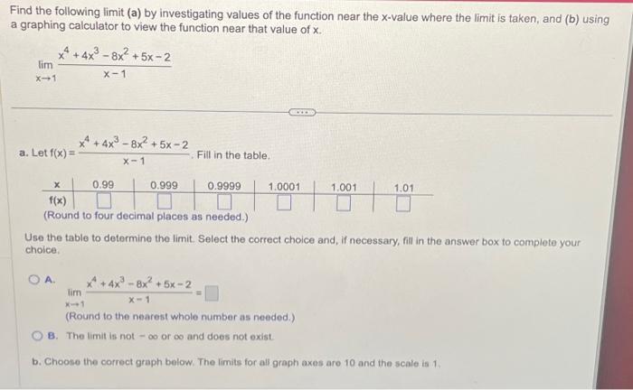 Solved Find the following limit (a) by investigating values | Chegg.com