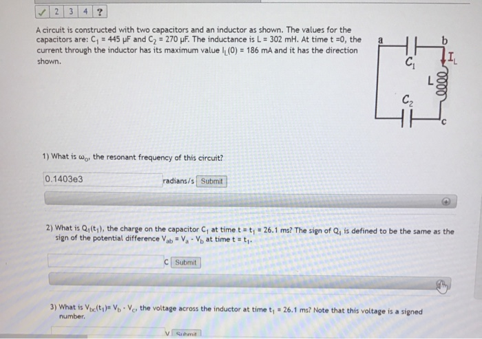 Solved 2 3 4 ? A circuit is constructed with two capacitors | Chegg.com