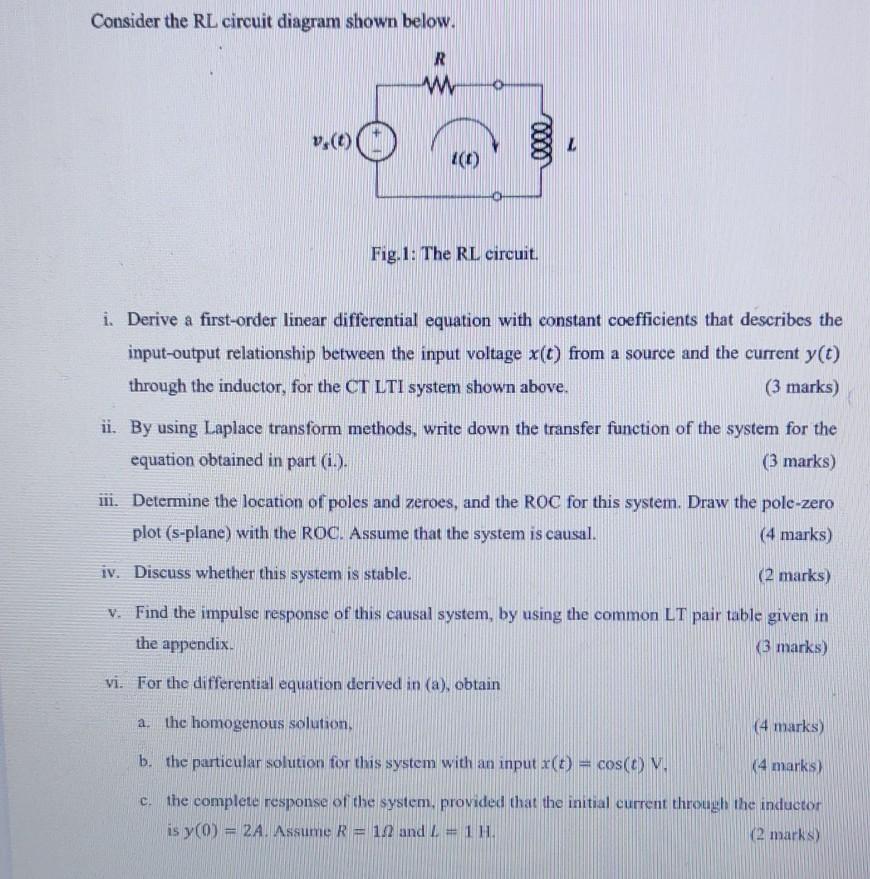 Solved Consider the RL circuit diagram shown below. R w v.) | Chegg.com