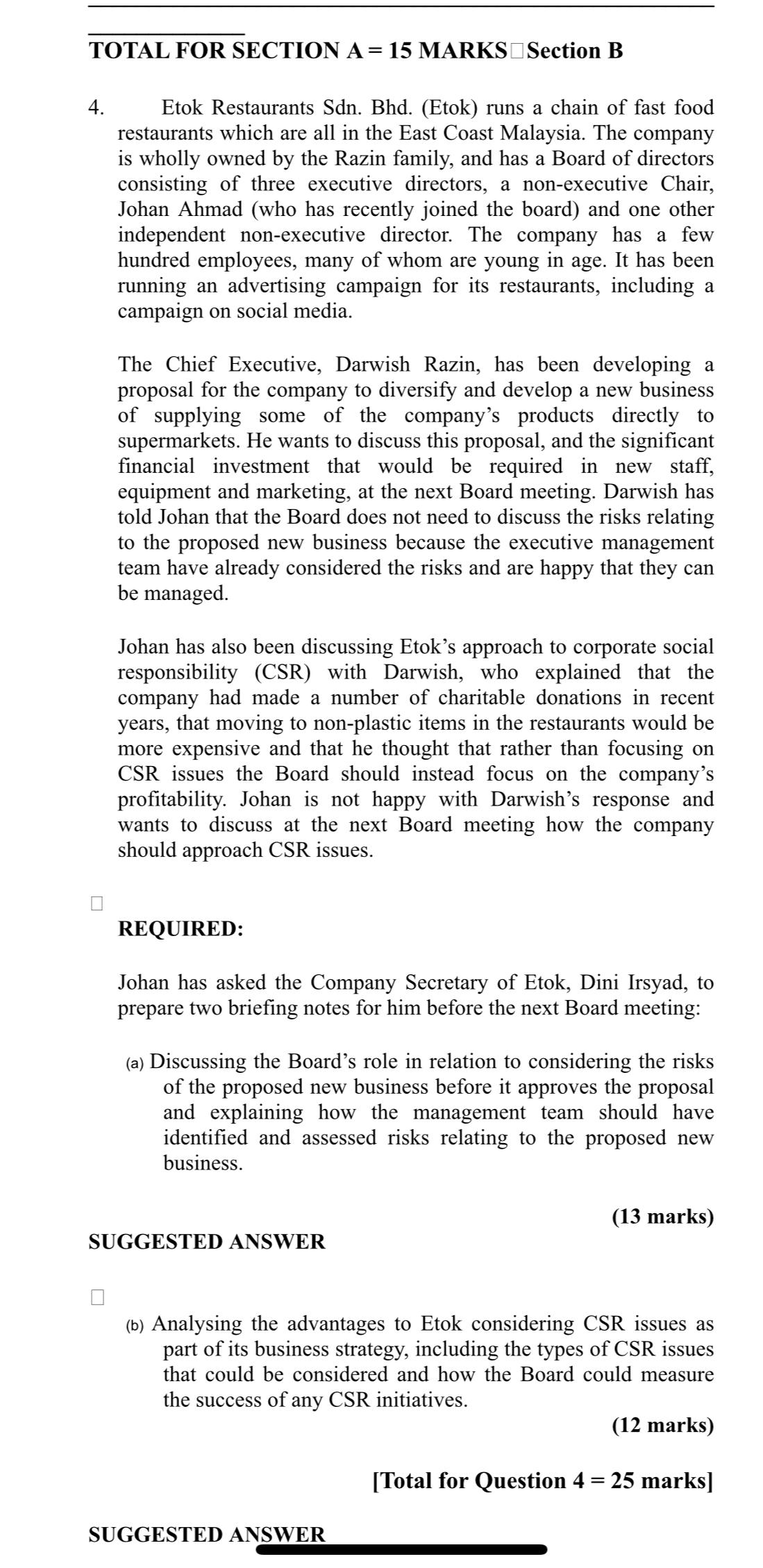 Solved ?bar ( ﻿TOTAL FOR SECTION A )=15 ﻿MARKS ﻿Section | Chegg.com