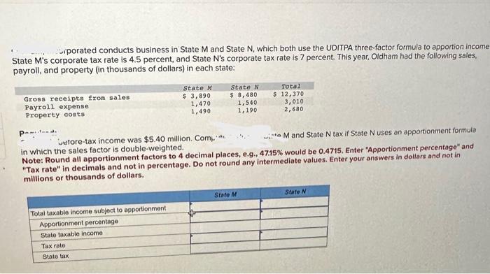 Solved 1. . . .... porated conducts business in State M and | Chegg.com