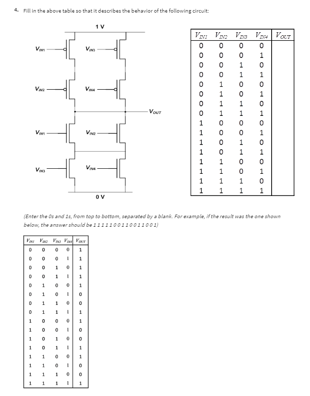 Solved Fill in the above table so that it describes the | Chegg.com