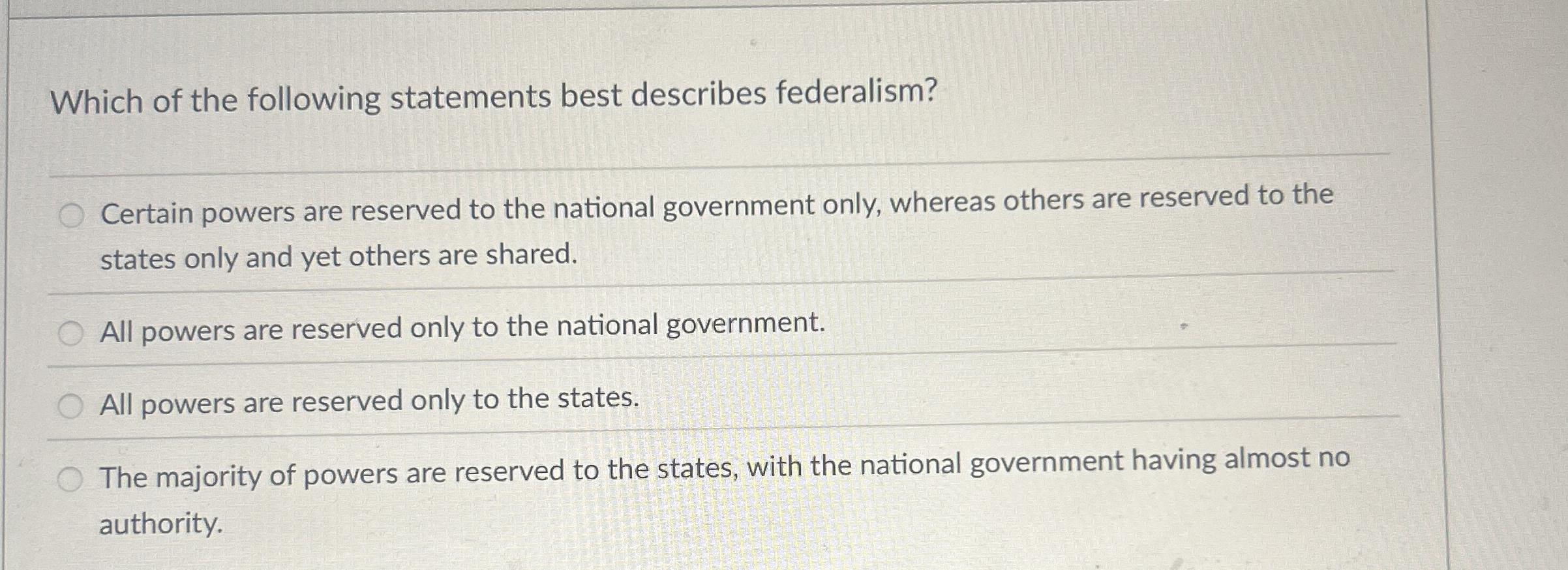 Solved Which of the following statements best describes | Chegg.com