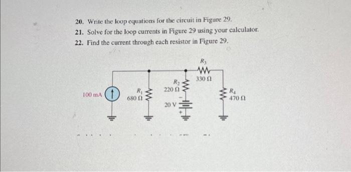 Solved 20 Write The Loop Equations For The Circuit In