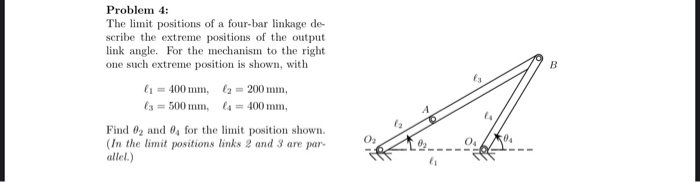 Solved B Problem 4: The limit positions of a four-bar | Chegg.com