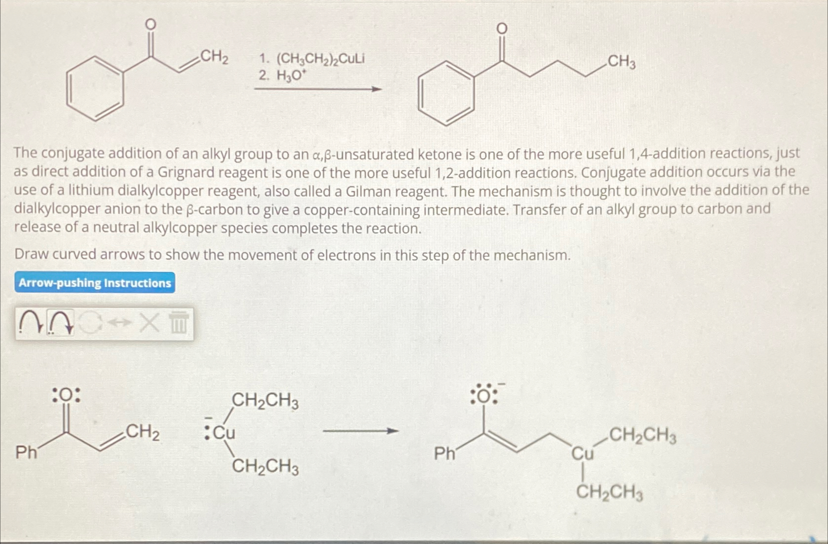 Solved The conjugate addition of an alkyl group to an | Chegg.com