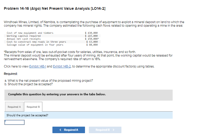 Solved Problem 14 16 Algo Net Present Value Analysis