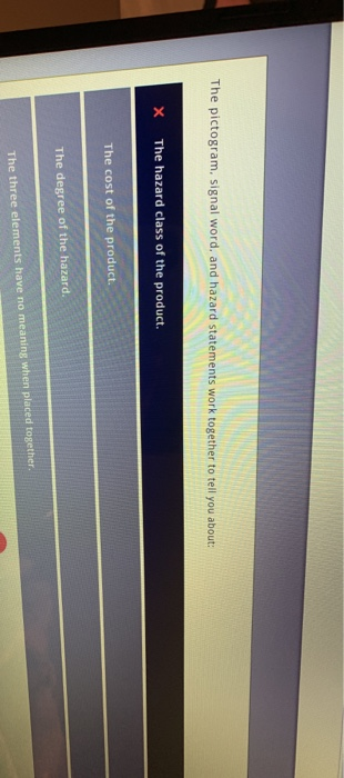 Solved The pictogram, signal word, and hazard statements | Chegg.com