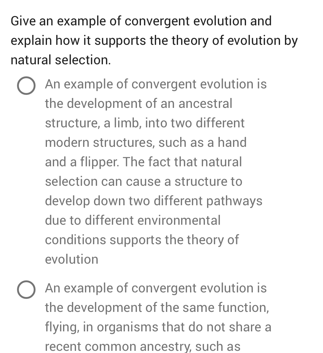 Solved Give an example of convergent evolution and explain | Chegg.com