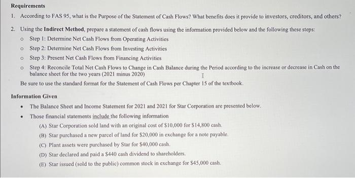 Solved 1. According to FAS 95 , what is the Purpose of the | Chegg.com