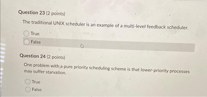 Solved The traditional UNIX scheduler is an example of a | Chegg.com