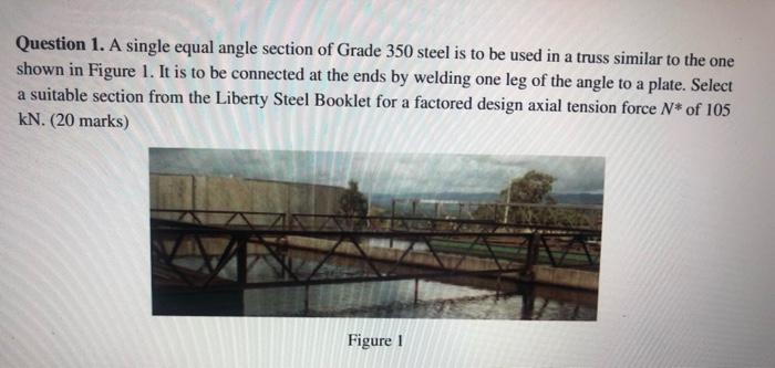 Solved Question 1. A single equal angle section of Grade 350 | Chegg.com