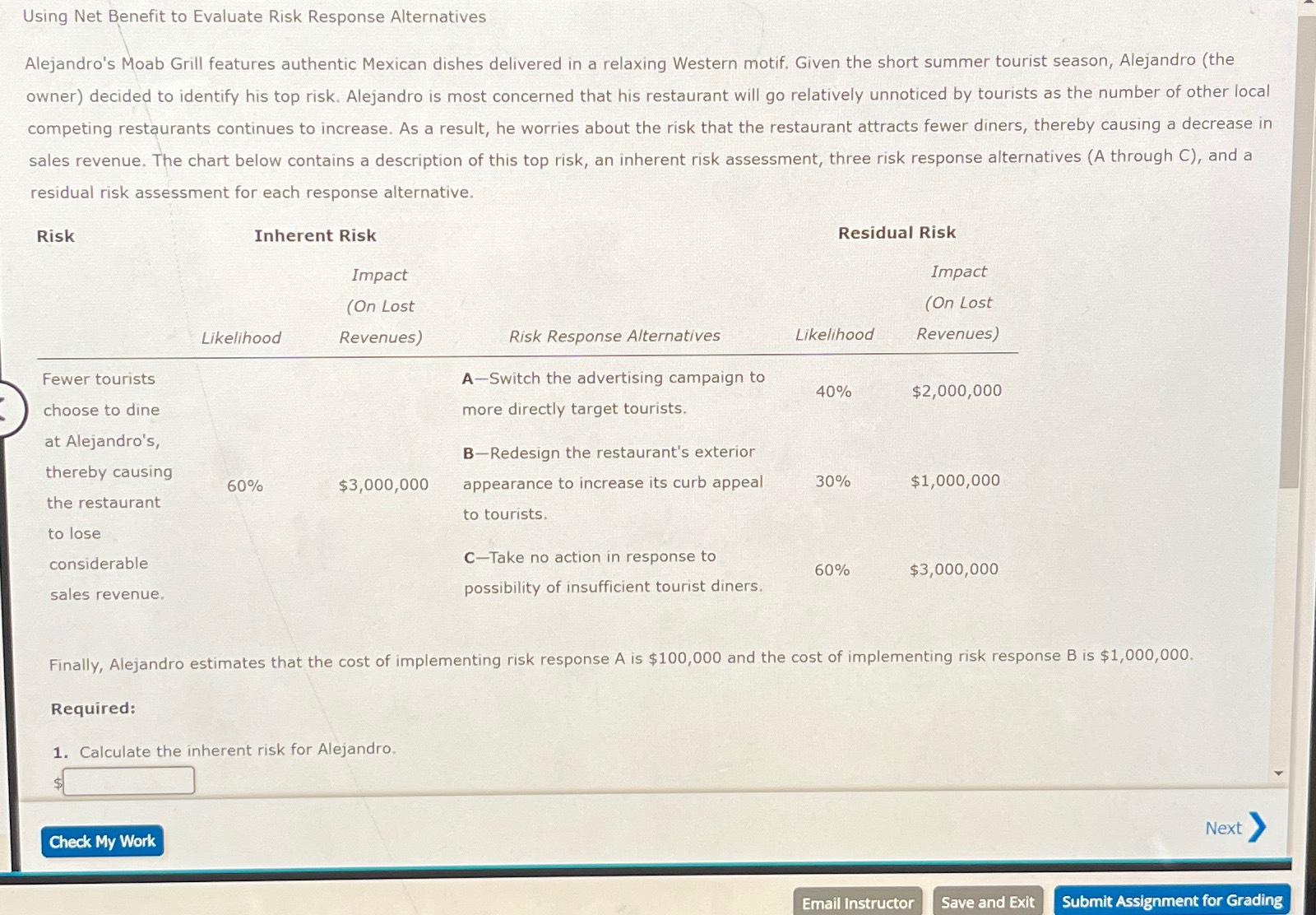 Solved Using Net Benefit to Evaluate Risk Response | Chegg.com