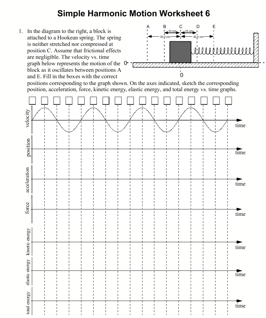 Simple Harmonic Motion Worksheet 6 1. ﻿In the diagram | Chegg.com