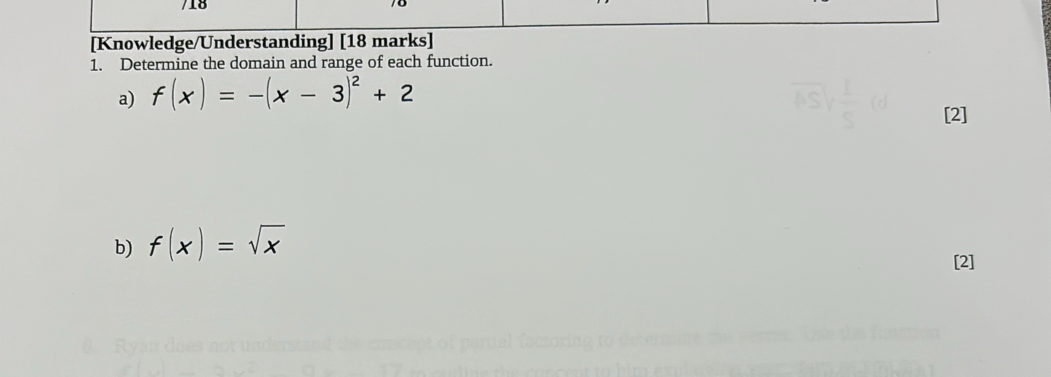 Solved [Knowledge/Understanding] [18 ﻿marks]Determine the | Chegg.com