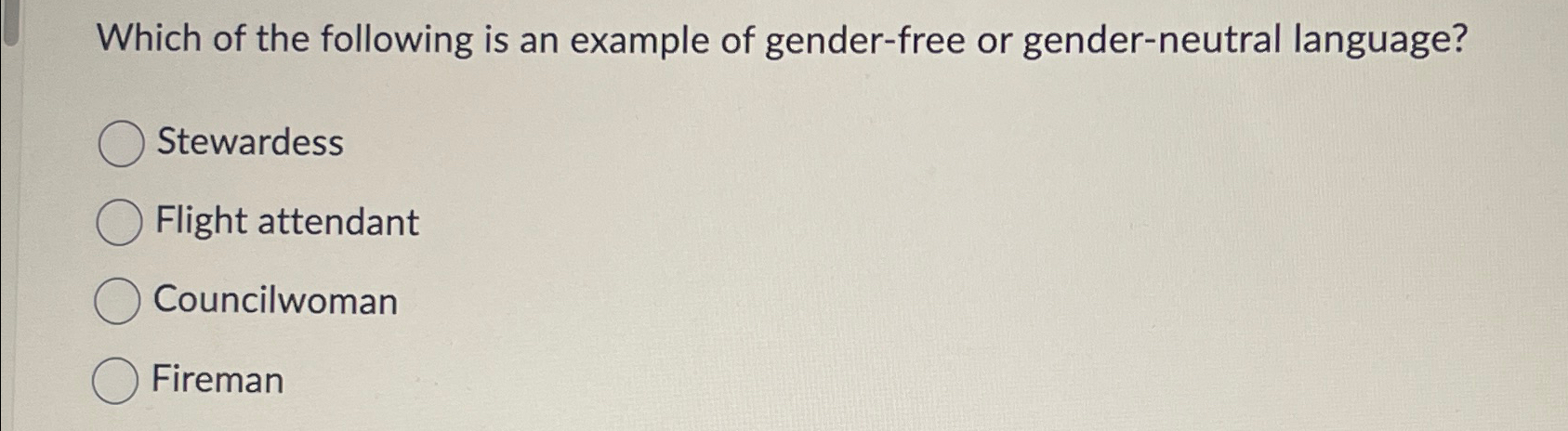 Solved Which of the following is an example of gender-free | Chegg.com