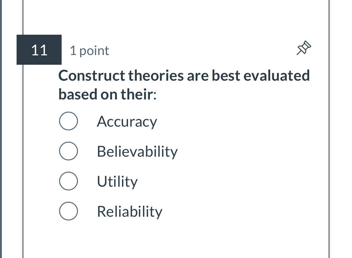 Solved 111 ﻿pointConstruct theories are best evaluated based | Chegg.com