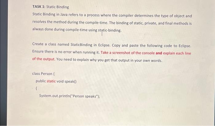 Solved Java Codesexplain Each Line Of The Output In Task 1 9876