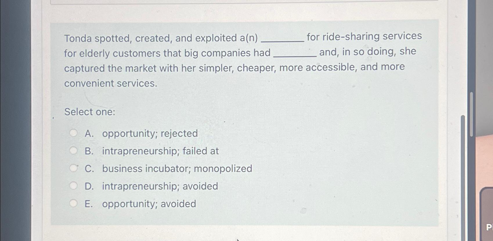 Solved Tonda spotted, created, and exploited a(n) ﻿for | Chegg.com