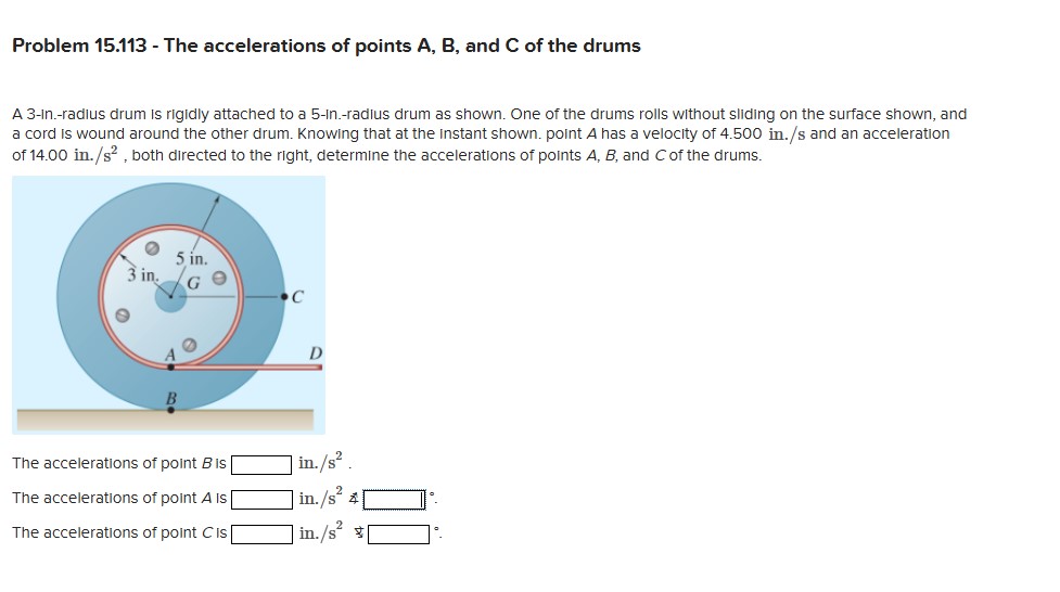 Solved by an EXPERT Problem 15.113 - ﻿The accelerations of ﻿points A, B, | Chegg.com
