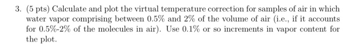 Solved 3. (5 pts) Calculate and plot the virtual temperature | Chegg.com