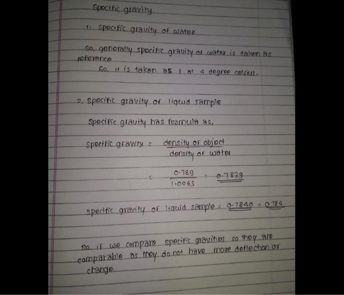 Solved Lab 1 Report Sheet C - Specific Gravity Specific | Chegg.com