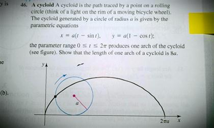 Solved A cycloid is the path traced by a point on a rolling | Chegg.com