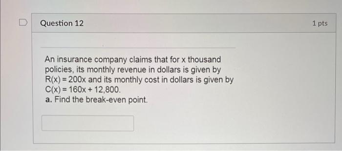 Solved An insurance company claims that for x thousand | Chegg.com