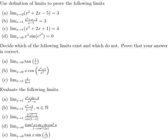 Solved Use definition of limits to prove the following | Chegg.com
