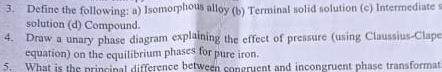 Solved Draw a unary phase diagram explaining the effect of | Chegg.com