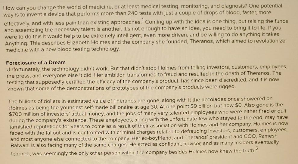 Solved Problem-solving Application Case- Blood, Brilliance, | Chegg.com