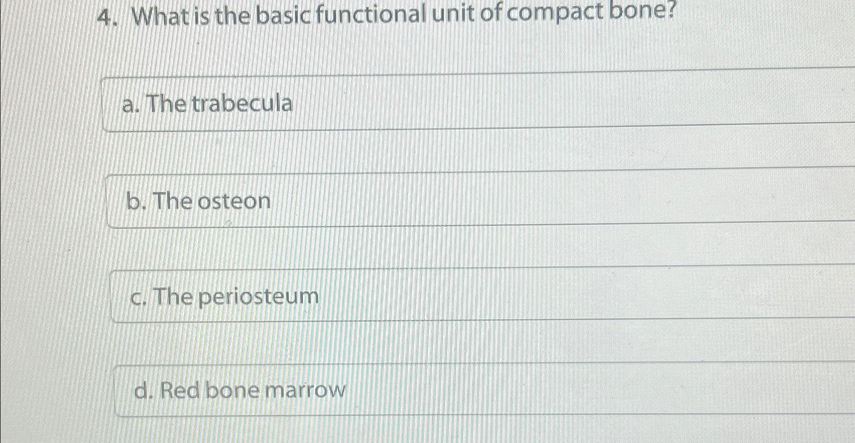 Solved What is the basic functional unit of compact bone?a. | Chegg.com