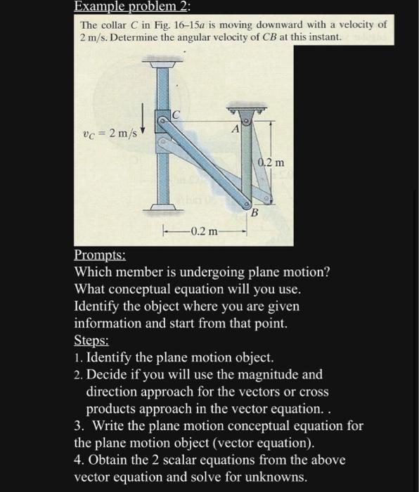 Solved The collar C in Fig. 16−15a is moving downward with a | Chegg.com