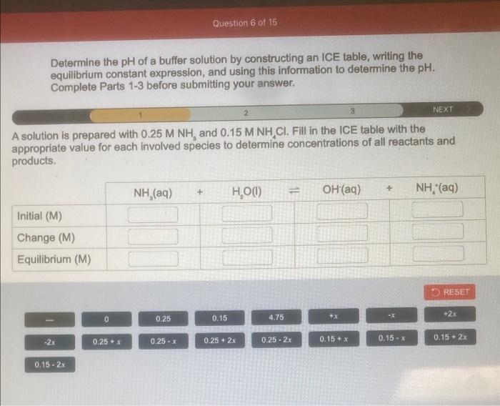 Solved Determine the pH of a buffer solution by constructing | Chegg.com
