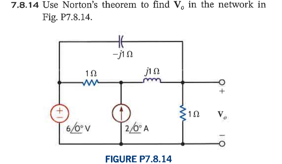 7.8.14 ﻿Use Norton's theorem to find V0 ﻿in the | Chegg.com