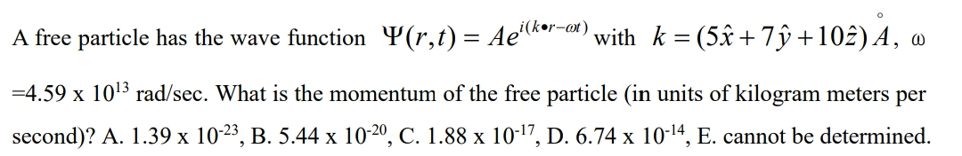 Solved A free particle has the wave function ψ(r, | Chegg.com