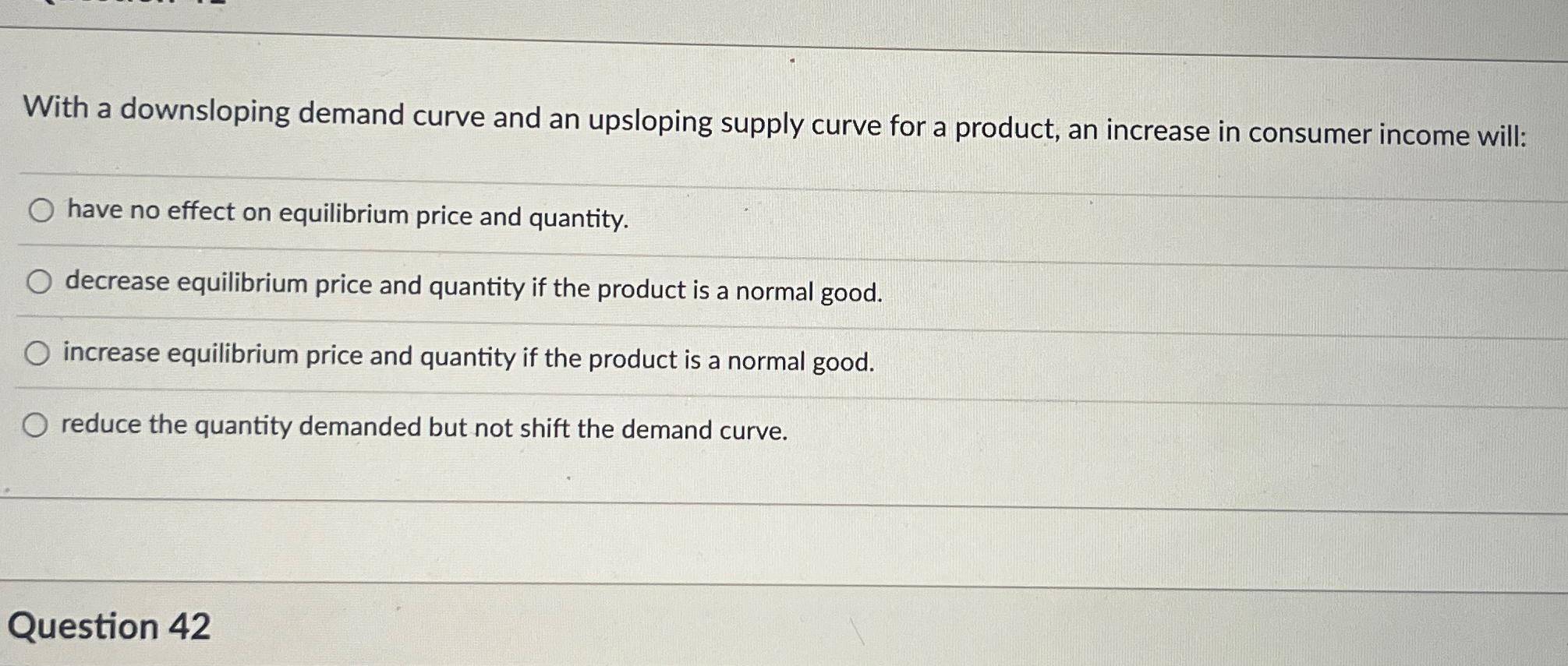 Solved With a downsloping demand curve and an upsloping | Chegg.com