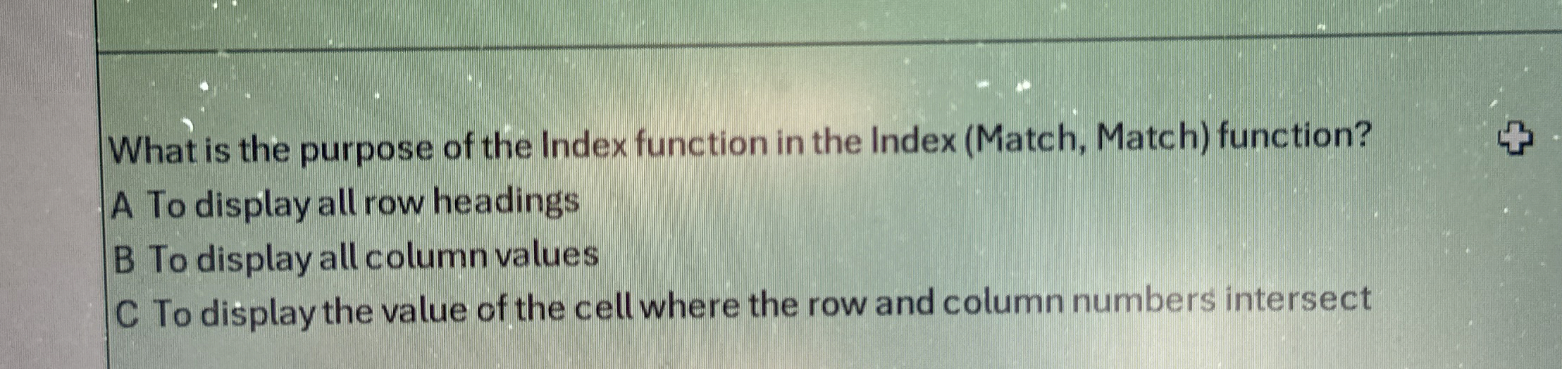 Solved What is the purpose of the Index function in the | Chegg.com