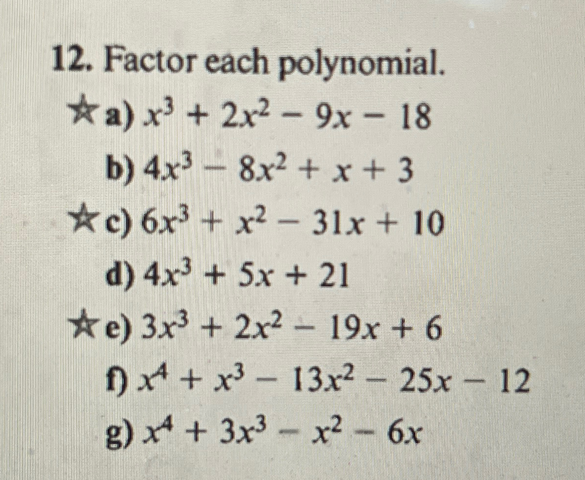 Solved Factor each | Chegg.com