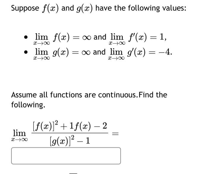 Solved Suppose f(x) and g(x) have the following values: - | Chegg.com
